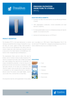 PP-FC Polypropylene Depth Filter Element | Donaldson Compressed Air ...