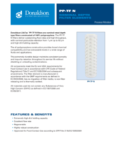LifeTec™ PP-TF N Nominal Depth Liquid Filter Element | Donaldson ...