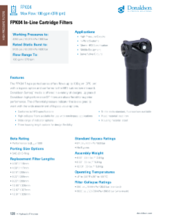 FPK04 Cartridge Filter Assembly │Donaldson Hydraulics