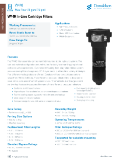 W440 Cartridge Filter Assembly │Donaldson Hydraulics