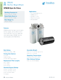 SP80/90 Spin-On Filter Assembly | Donaldson Hydraulics