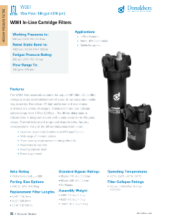 W061 Cartridge Filter Assembly │Donaldson Hydraulics